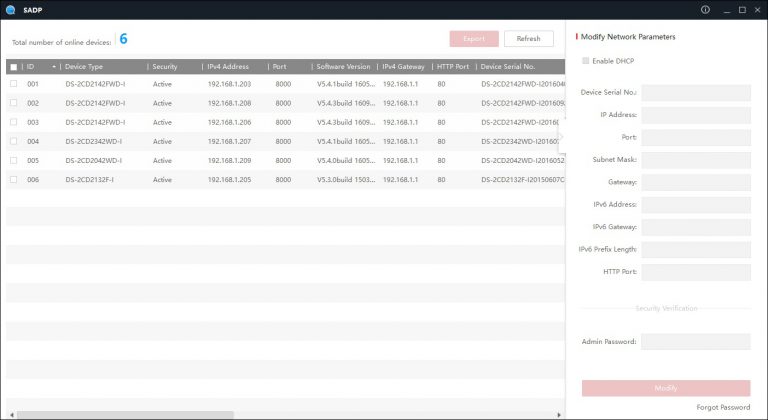 Hikvision SADP Tool Screenshot | Network Camera Tech